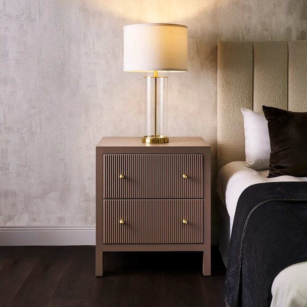 Adele Bedside Table Taupe - Large – Attica House