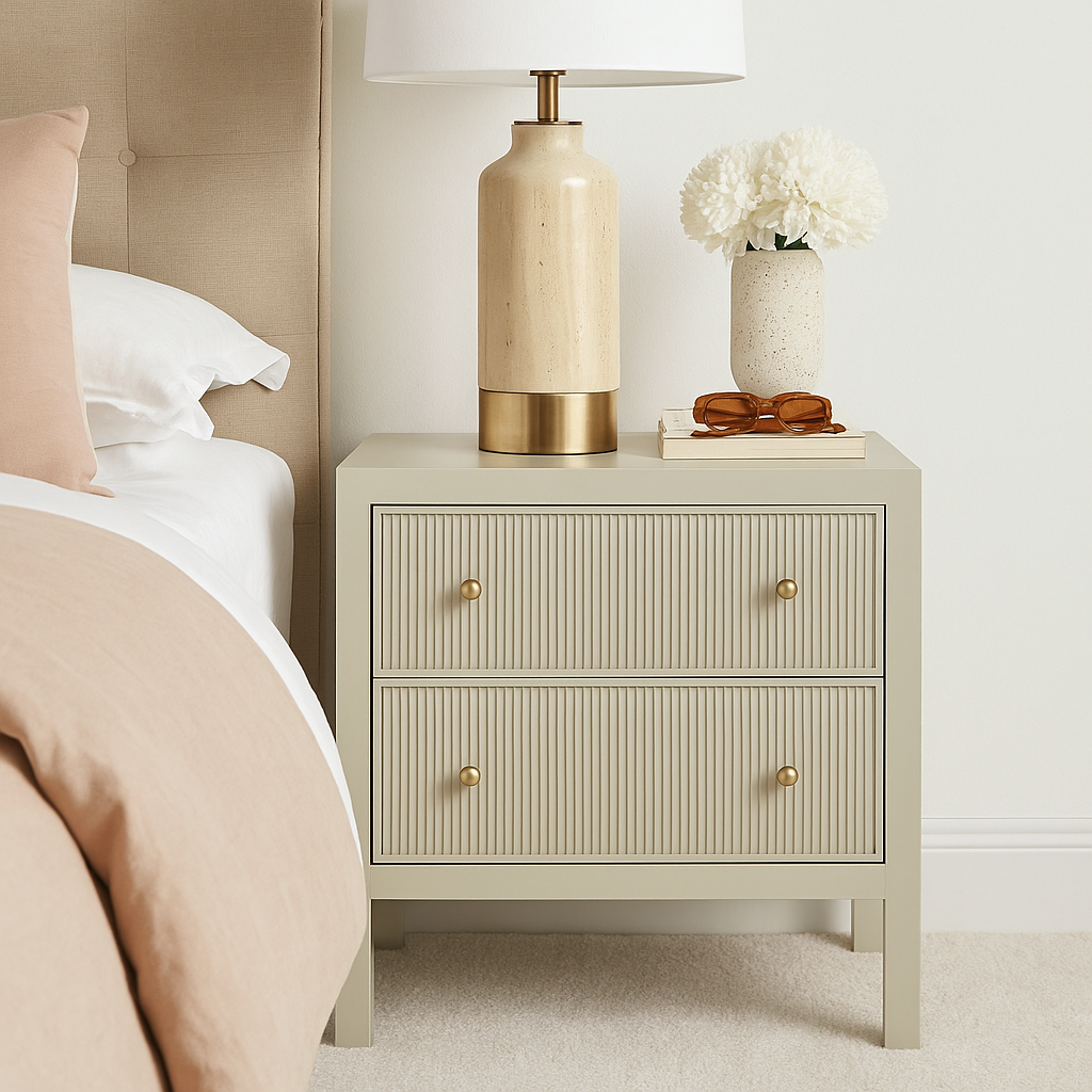 Adele Bedside Table Beige - Large – Attica House