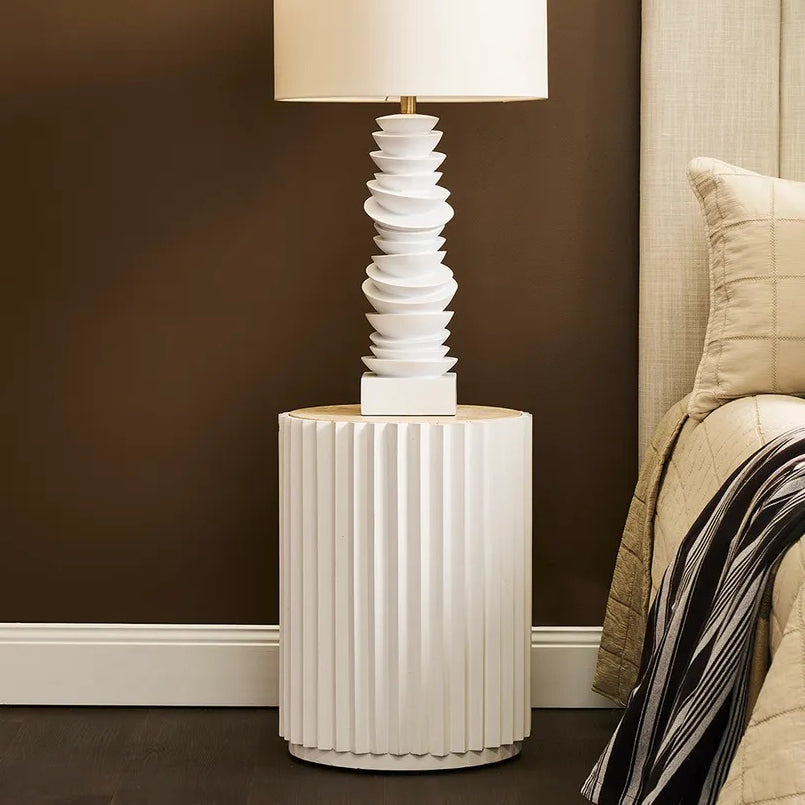 Carter Travertine Side Table - White – Attica House