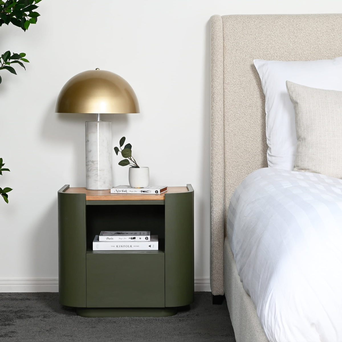 Coco Table Lamp - White Marble & Gold Shade – Attica House