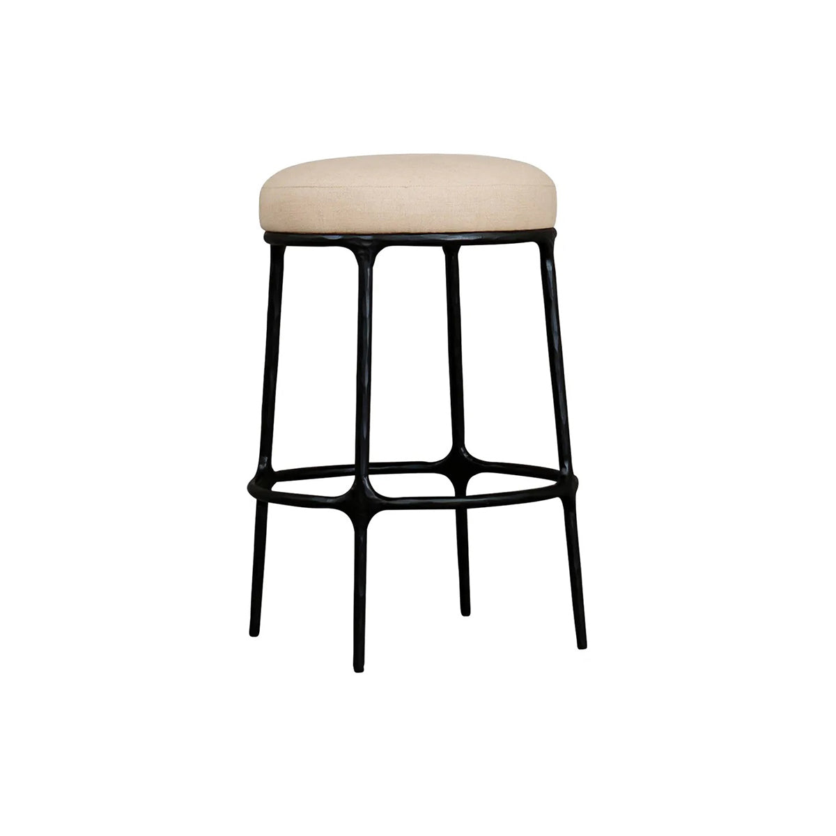 Heston Black Kitchen Stool - Natural Linen – Attica House