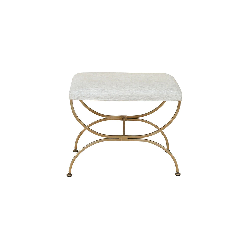 Novak Antique Gold Iron Stool - Natural Linen – Attica House