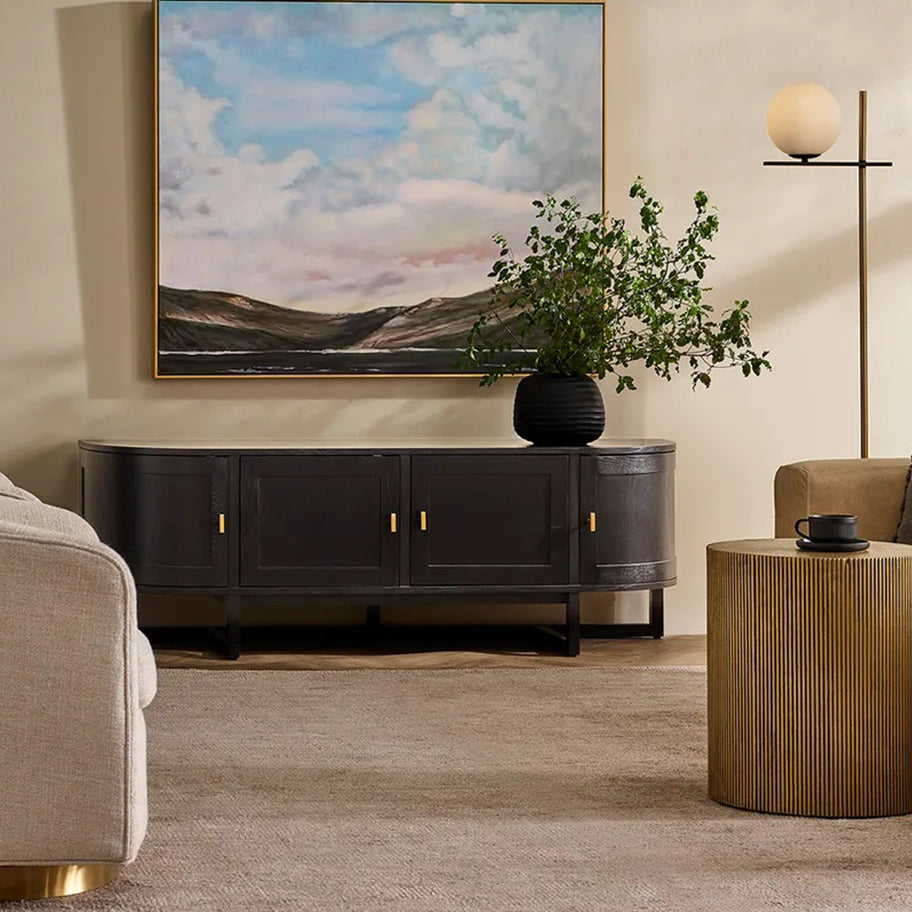 Portofino Black Curved Entertainment Unit - Elegance for Modern Living ...