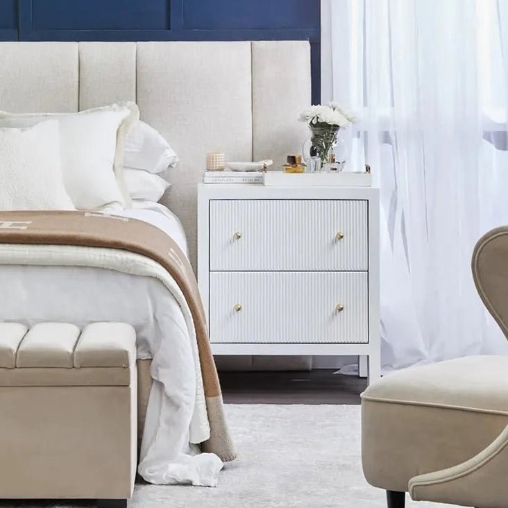 Adele Bedside Table White - Large – Attica House